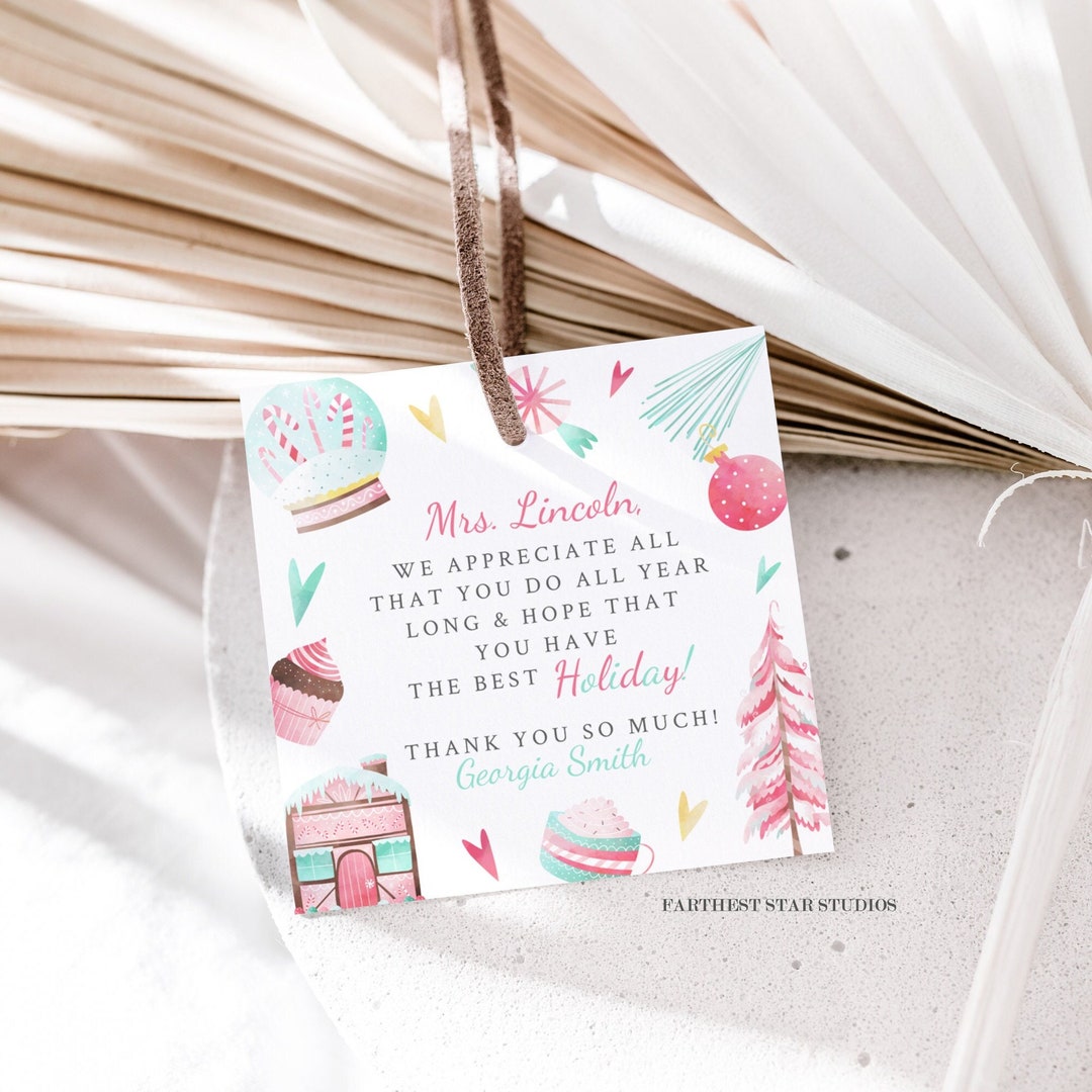 Holiday Teacher Appreciation Thank You Tags, Holiday Gift Tags, Holiday ...