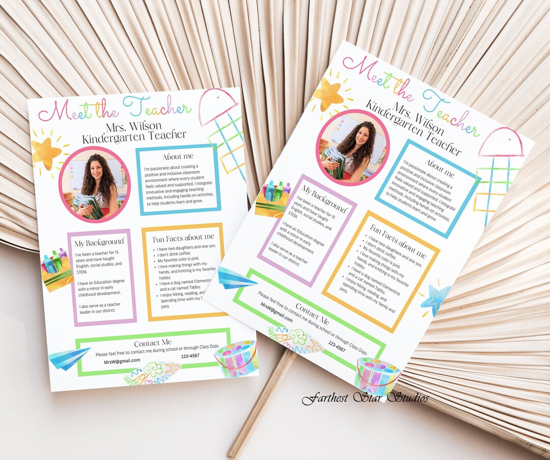 Rainbow Meet the Teacher Flyer, All About My Teacher Template, Editable ...