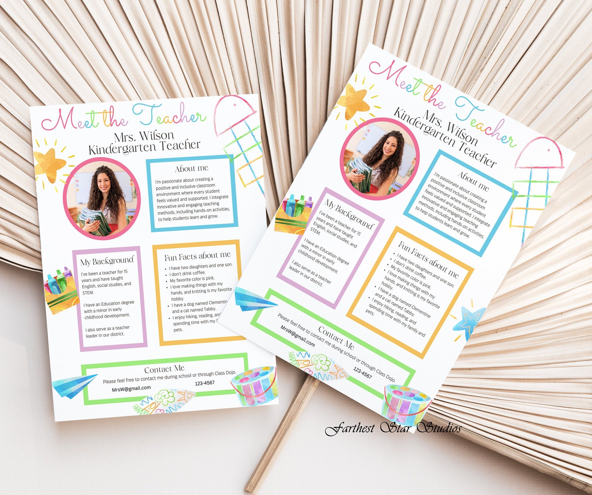 Rainbow Meet the Teacher Flyer, All About My Teacher Template, Editable ...