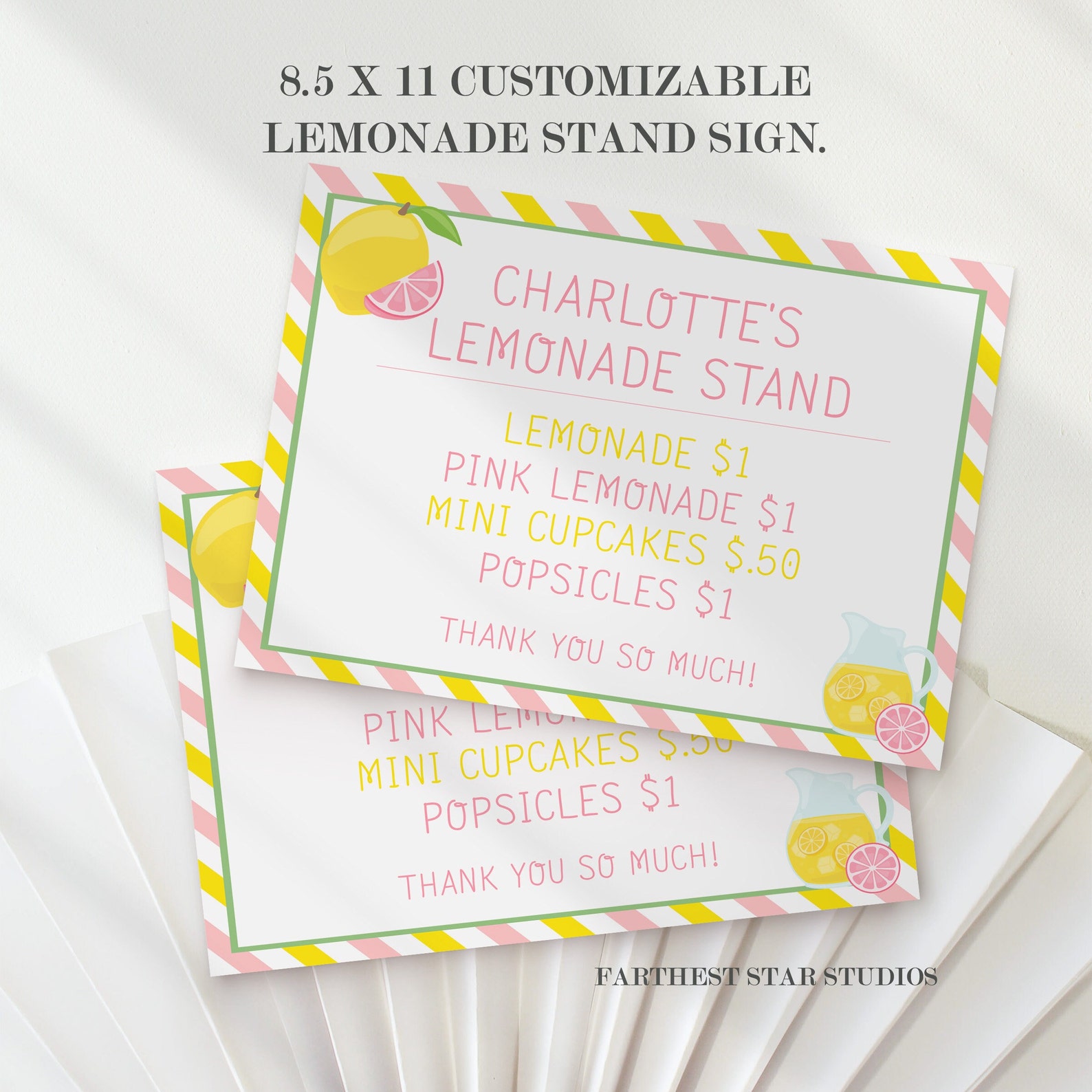 Lemonade Stand Bundle, Lemonade Stand Sign, Lemonade Stand Menu, Kids ...