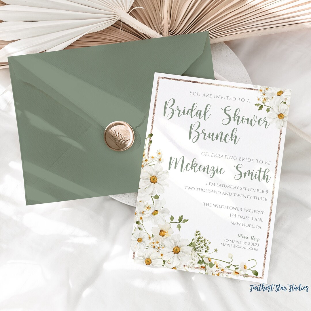 Daisy Bridal Shower Invitation, Daisy Invitation, Wildflower Bridal ...