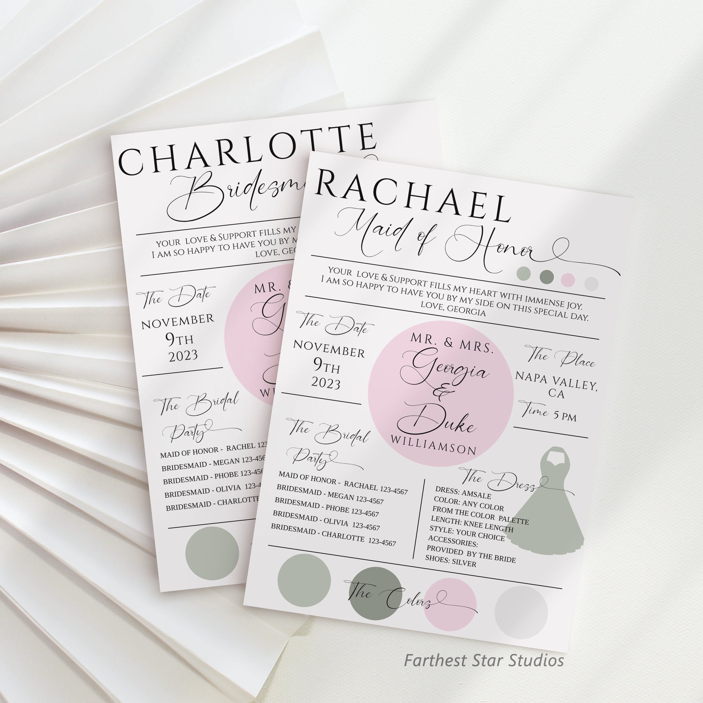 Bridal Party Info Card QR Code Card Minimalist Bridesmaid - Etsy