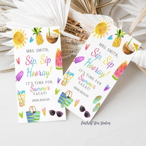 Sip Sip Hooray Summer Teacher Appreciation Thank You Wine Label - End ...