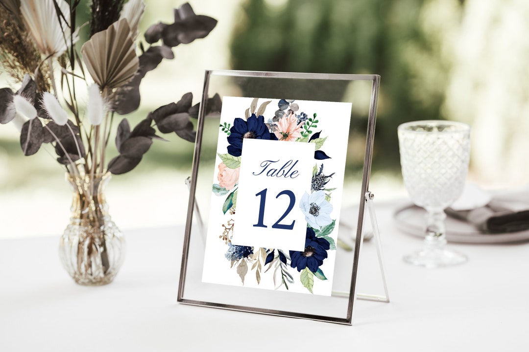 NAVY FLORAL Table Signs - Instant Download - Customizable -beach ...