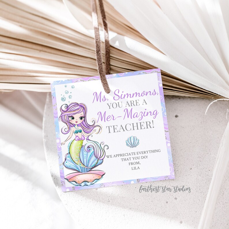 Mermaid Teacher Appreciation Thank You Tags/stickers - End of Year ...