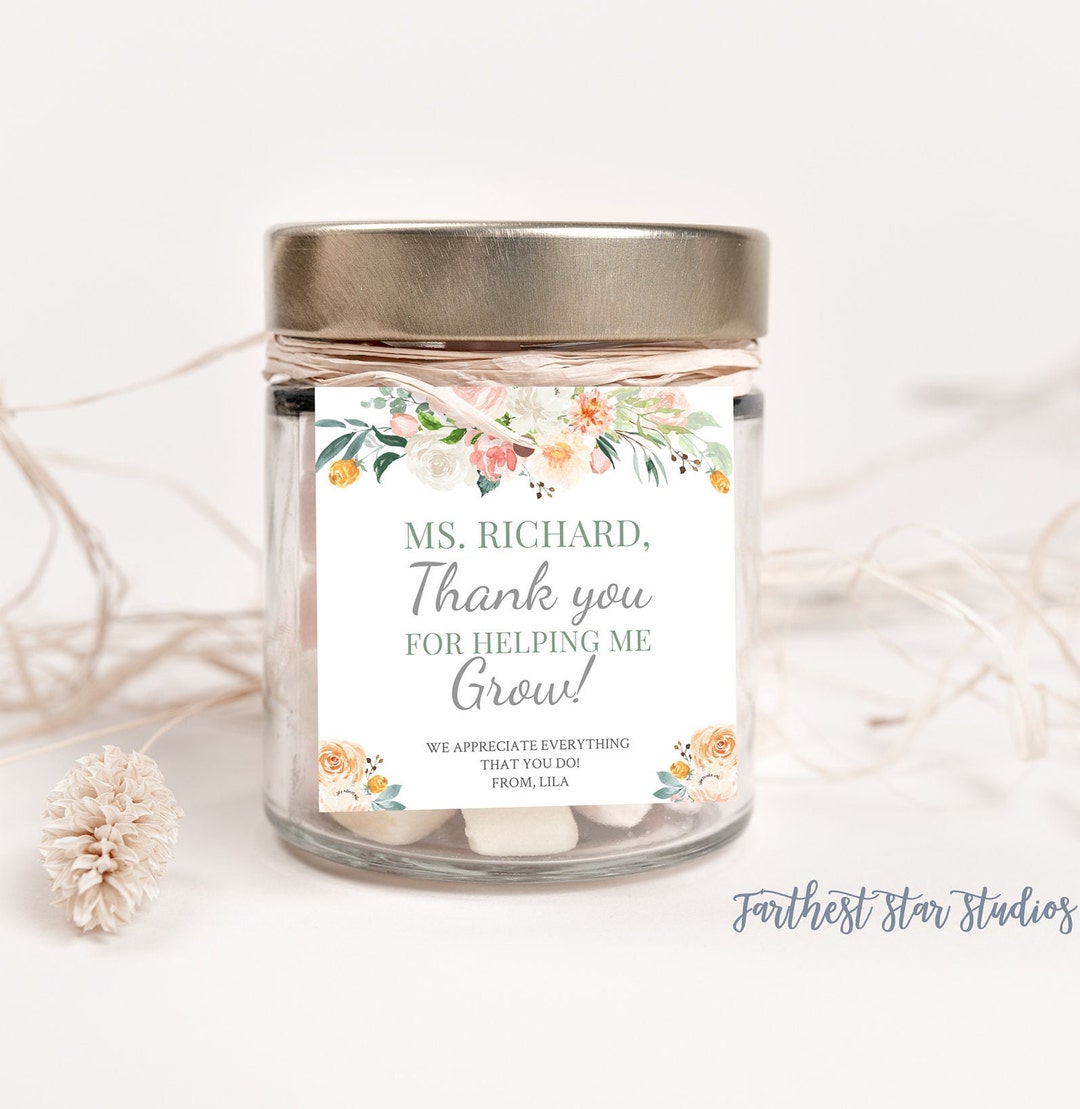 Blush & Sage Teacher Appreciation, Thank You for Helping Me Grow ...