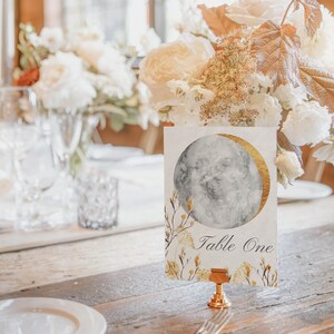 Celestial Golden Moon Table Numbers - Printable Celestial Wedding Decor ...