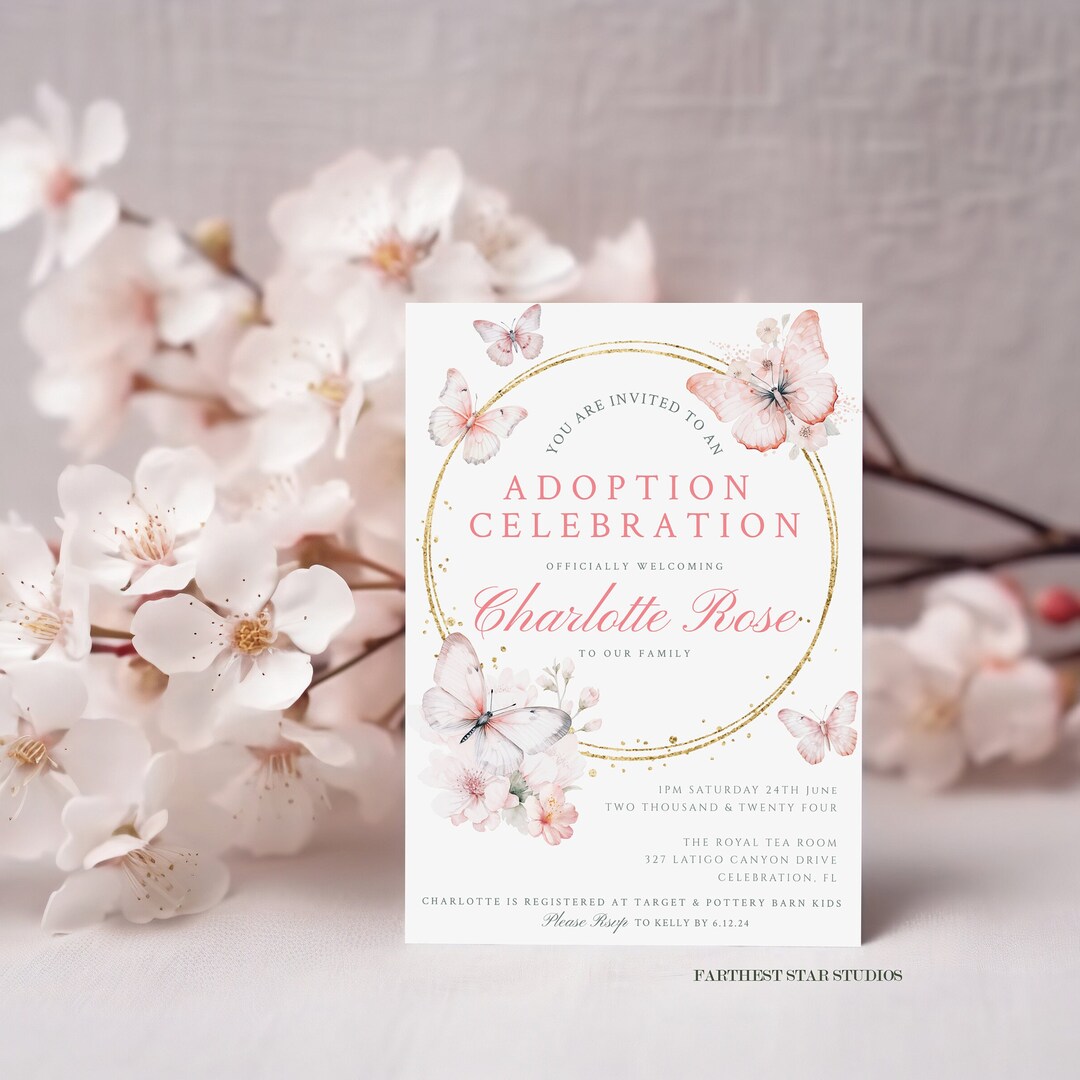 Butterfly Adoption Party Invitation, Butterfly Adoption Digital ...