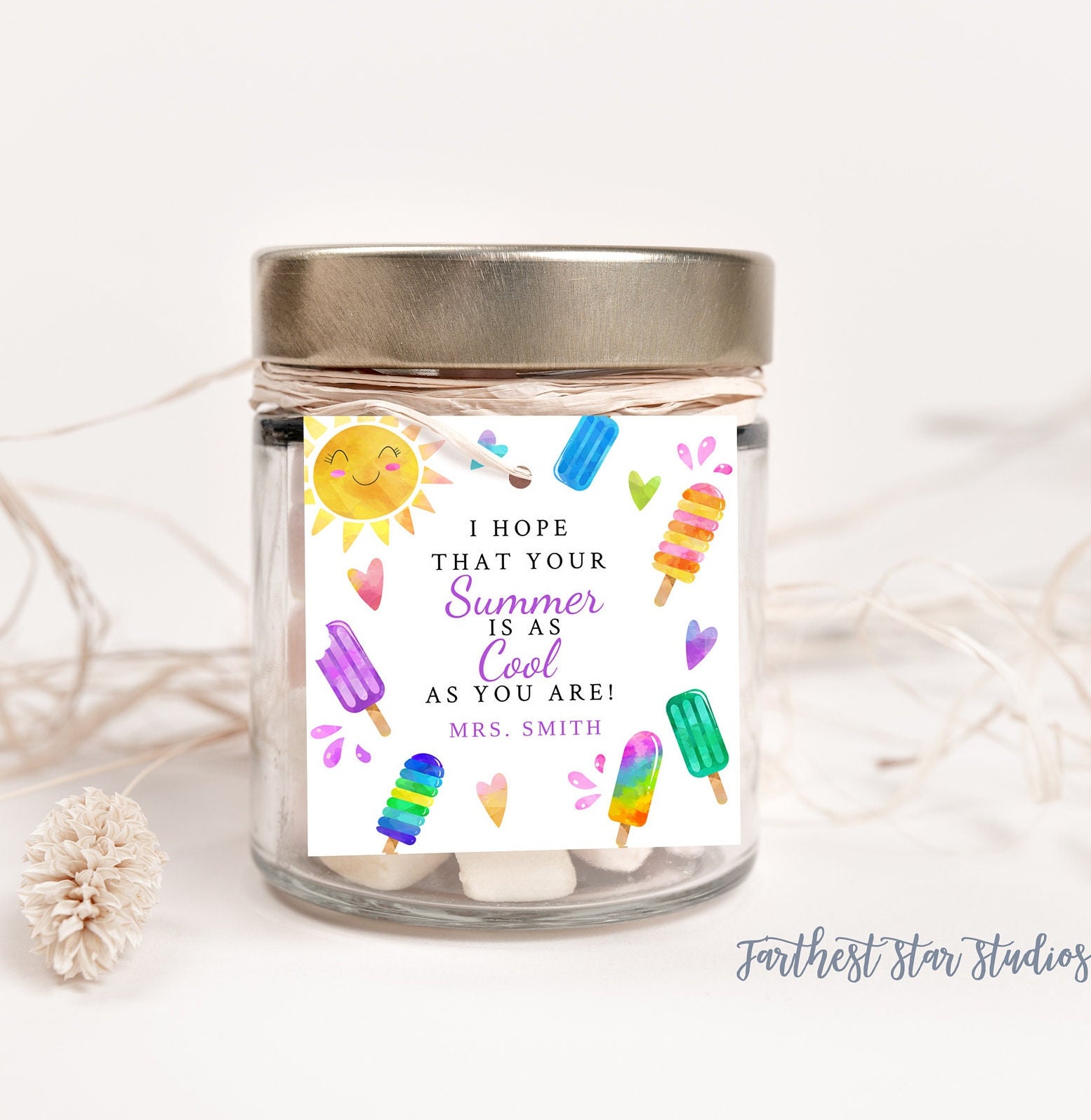 Popsicle Student Thank You Gift Tags or Stickers, Popsicle End of Year ...