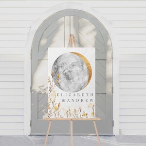 Rustic Golden Moon Printable Wedding Invitations, Celestial Wedding ...