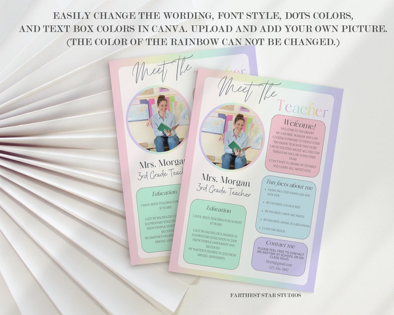 Meet the Teacher Pastel Rainbow, Teacher About Me Template, All About ...