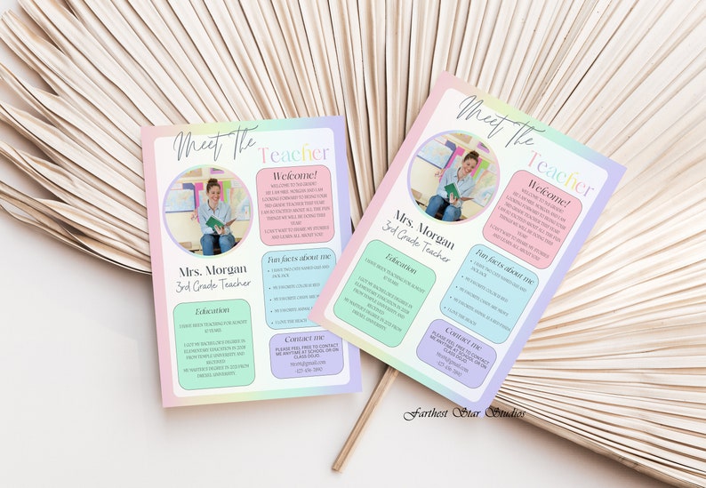 Meet the Teacher Pastel Rainbow, Teacher About Me Template, All About ...