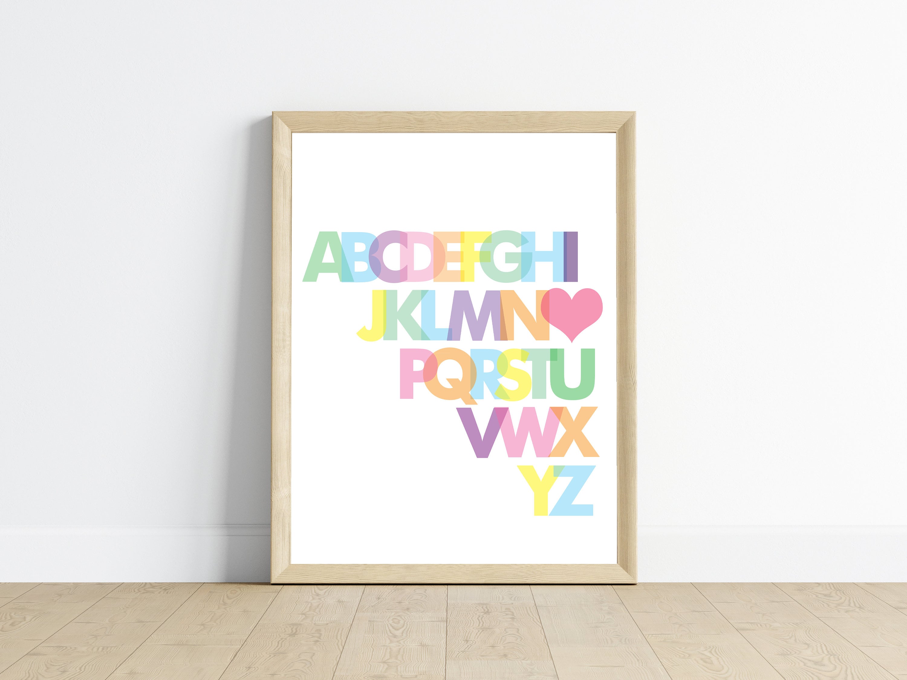 Pastel Rainbow ABC - I LOVE YOU Digital Art Print, Pastel Rainbow ...