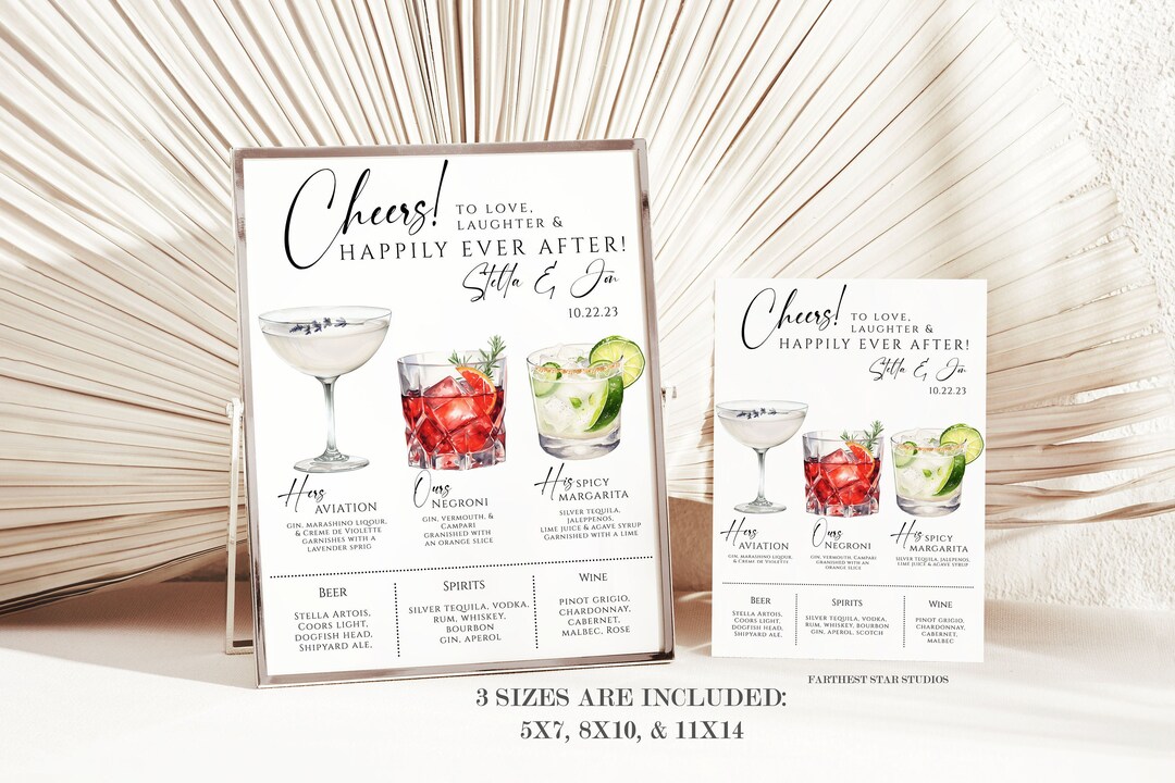 Cheers! Bar Menu, Modern Bar Menu Template, Signature Drink Menu ...