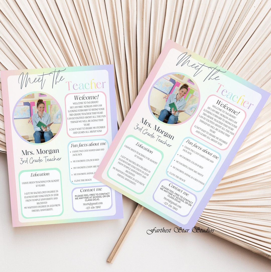 Meet the Teacher Pastel Rainbow, Teacher About Me Template, All About ...