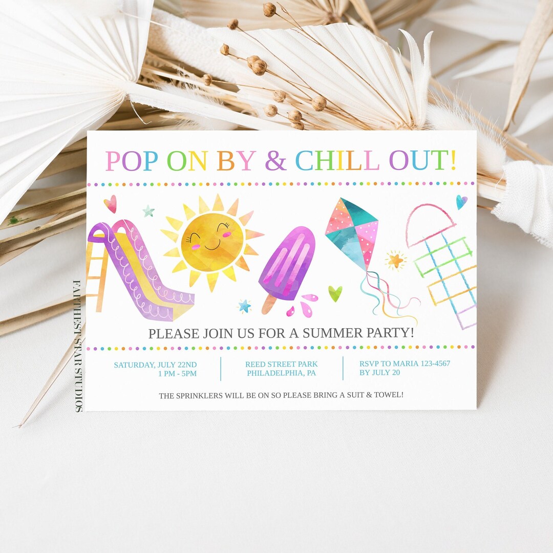 Playground Summer Invitation, Summer Party Invite, Neighborhood Party ...