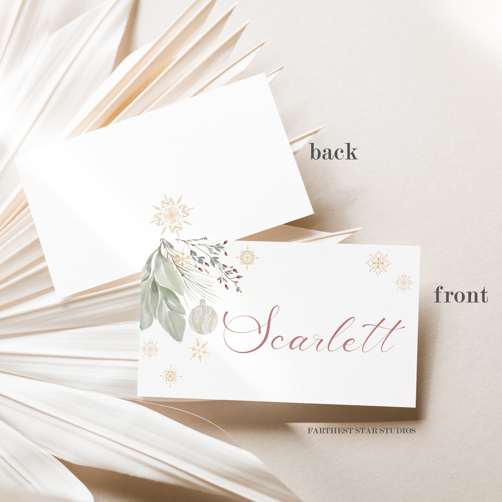 Holiday Name Cards, Winter Table Decor, Christmas Dinner Place Card ...