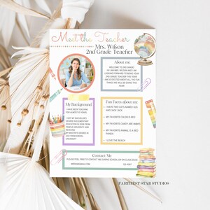 Boho Rainbow Meet the Teacher Flyer, All About My Teacher Template ...