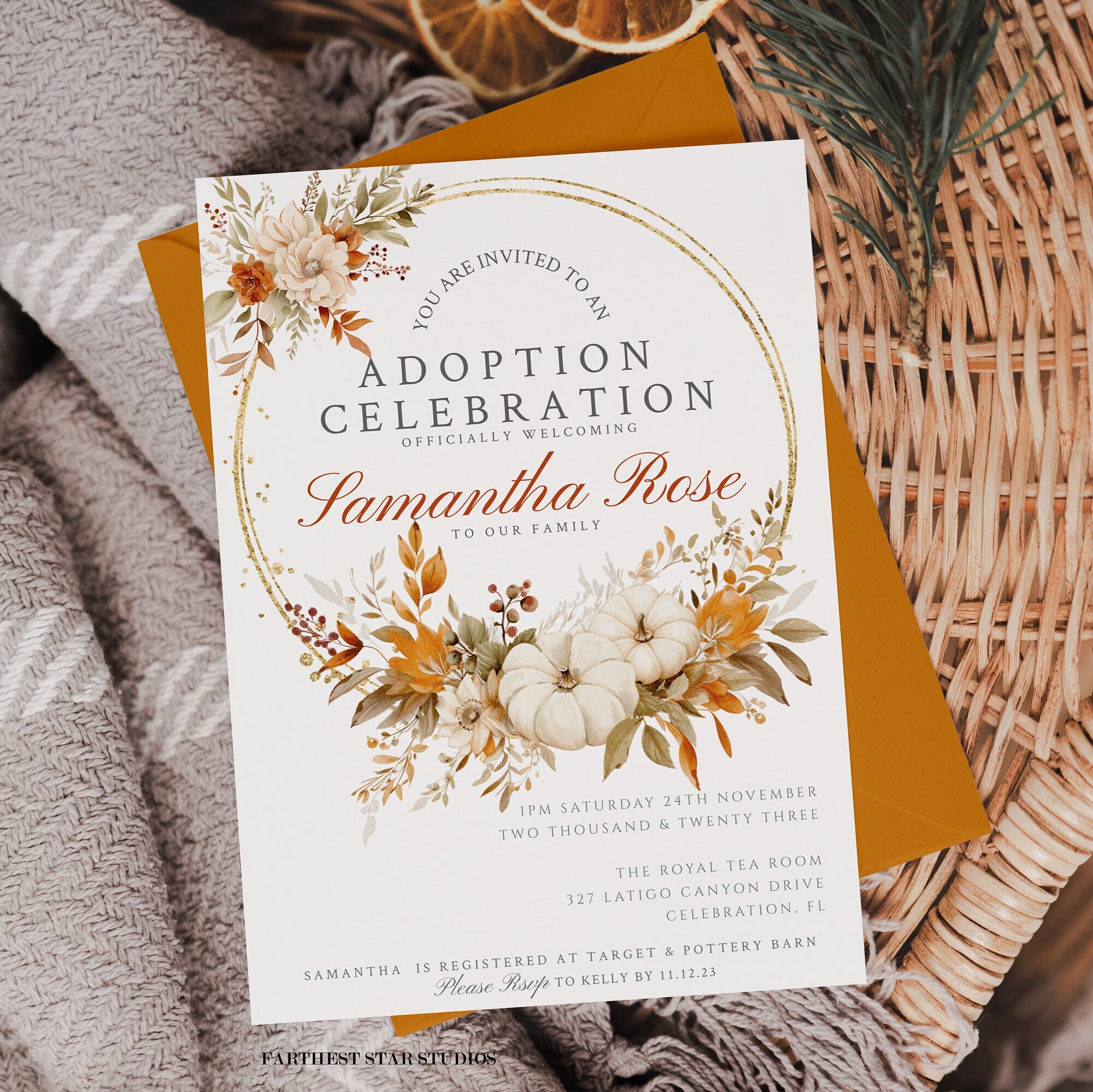 Autumn Adoption Invitation Fall Adoption Invitation Template - Etsy