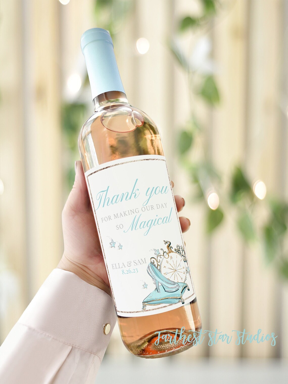 Printable Glass Slipper Wine Label Tiffany Blue Instant Download Favor ...
