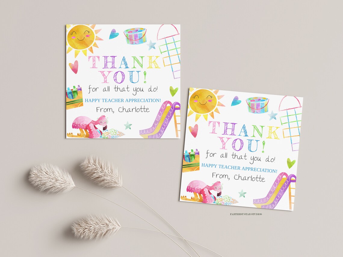 Summer Teacher Appreciation Thank You Tags stickers, End of Year Gifts ...
