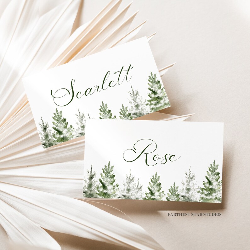 Holiday Place Cards Winter Table Decor Christmas Placecard - Etsy