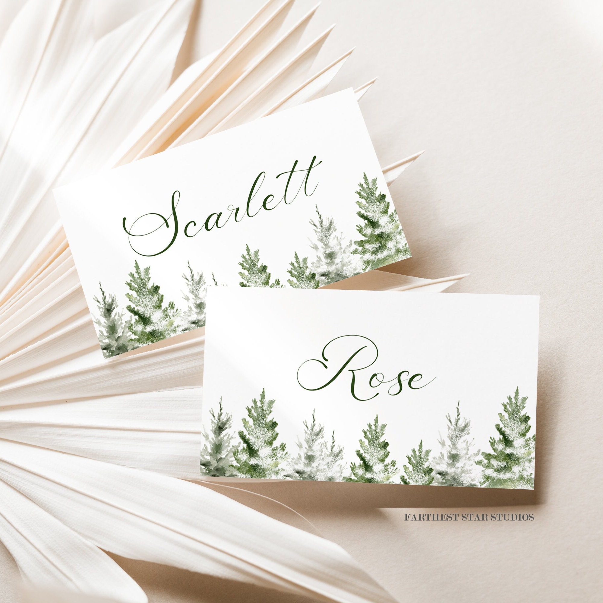 Holiday Place Cards, Winter Table Decor, Christmas Placecard, Editable ...