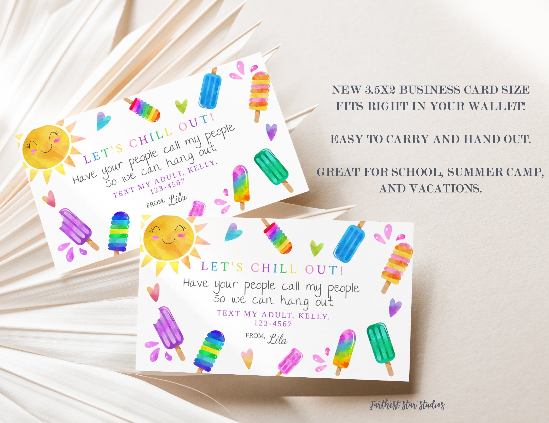 Popsicle Playdate Cards, Summer Play Date Card, Printable End of School ...