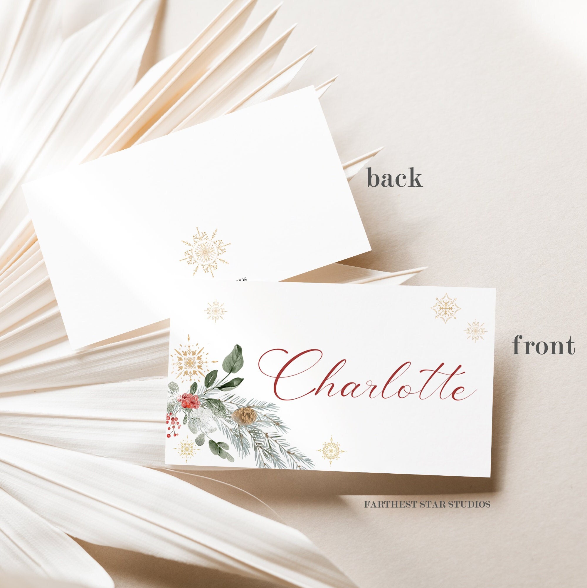 Holiday Name Card and Menu Bundle, Holiday Table Decor, Holiday Place ...
