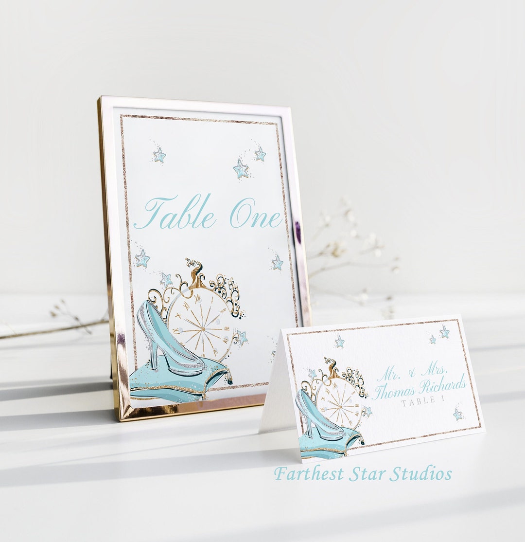 Printable Glass Slipper 5x7 Table Numbers and Place Cards Bundle ...