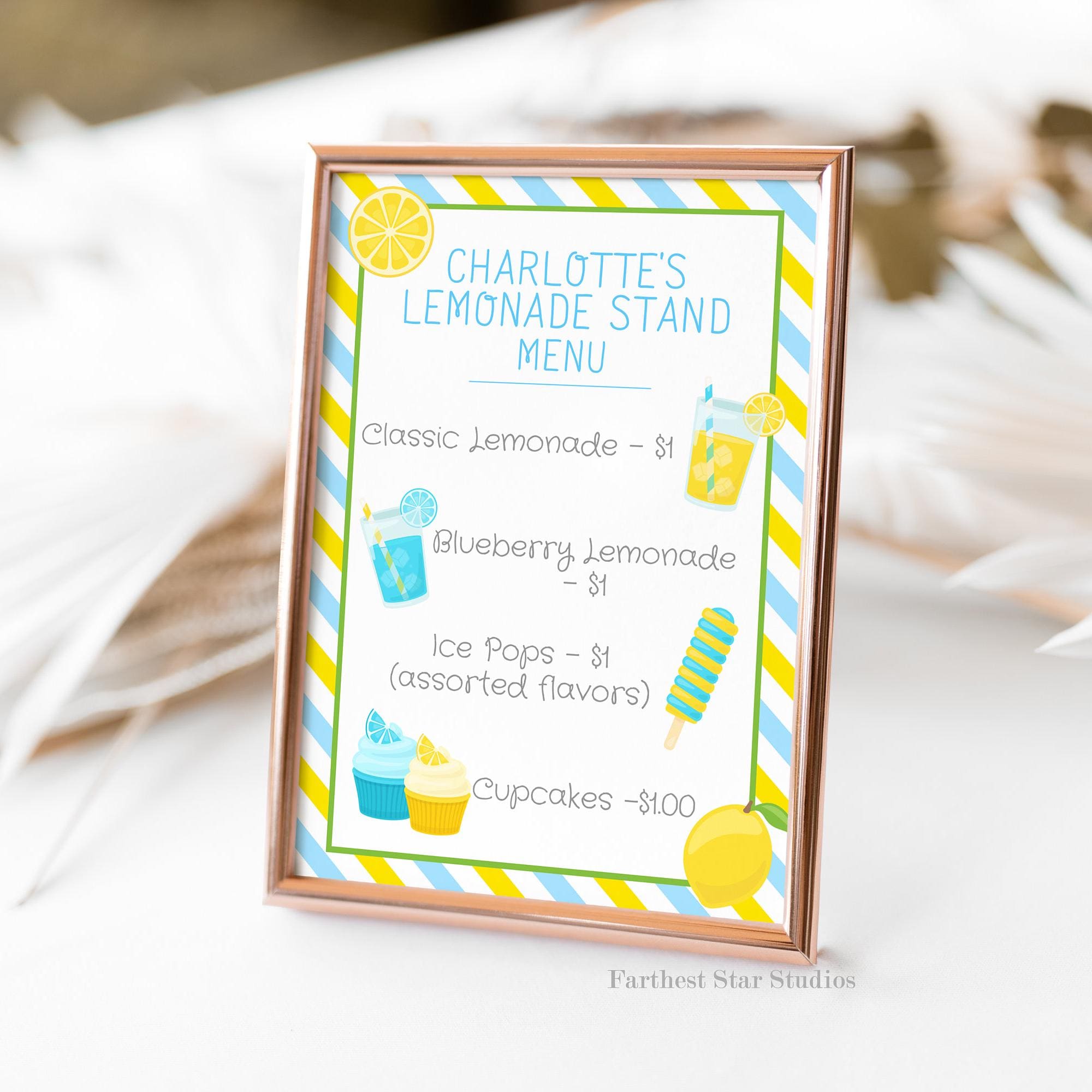 Lemonade Stand Bundle, Lemonade Stand Sign, Lemonade Stand Menu, Kids ...