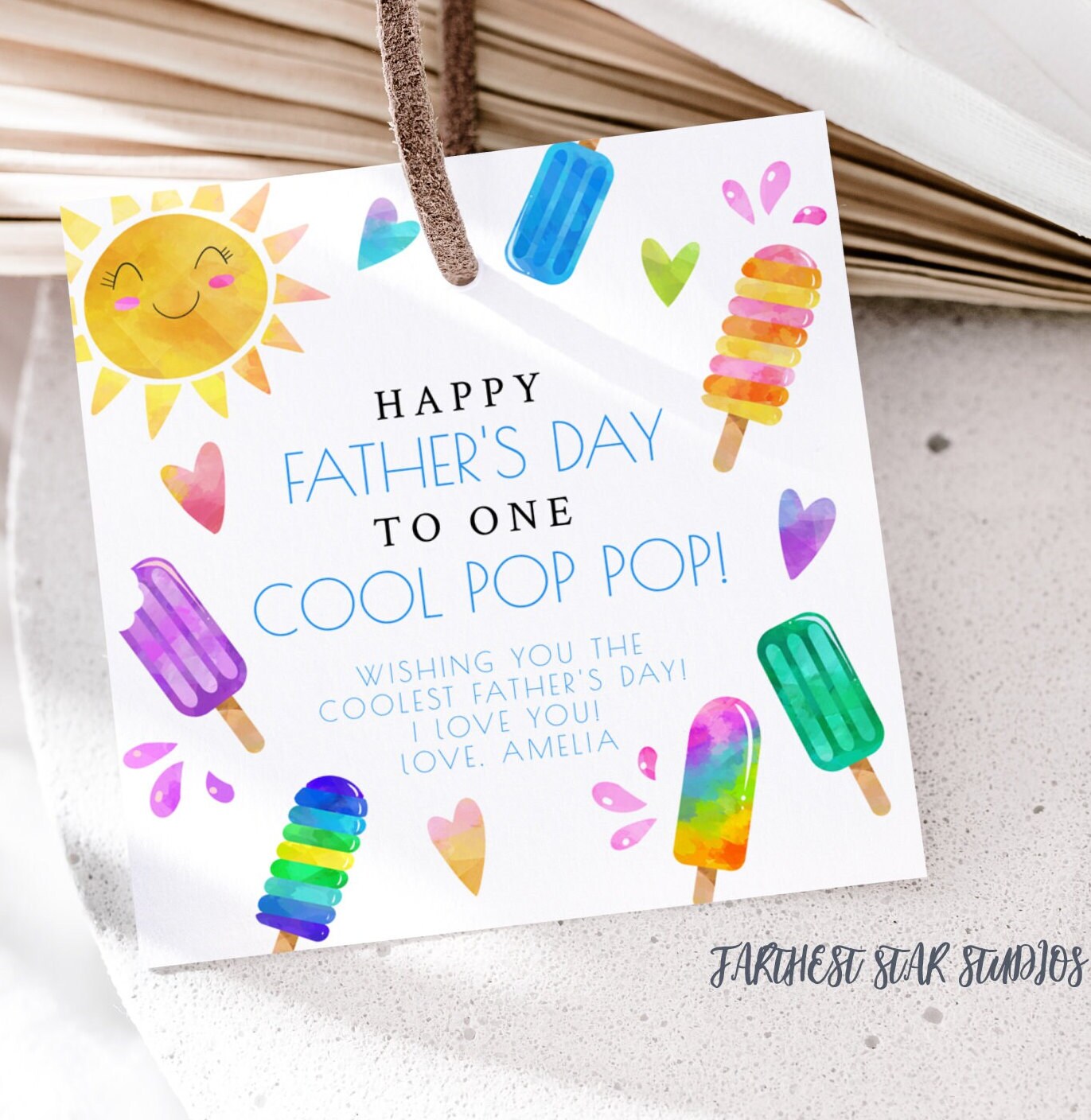 Cool Pop Pop Popsicle Father's Day 4" Card - Father's Day Card ...