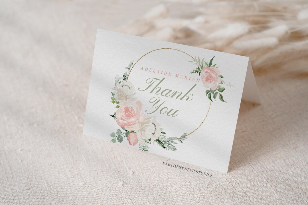 Blush Pink and Sage Green Adoption Thank You Card, Adoption Digital ...