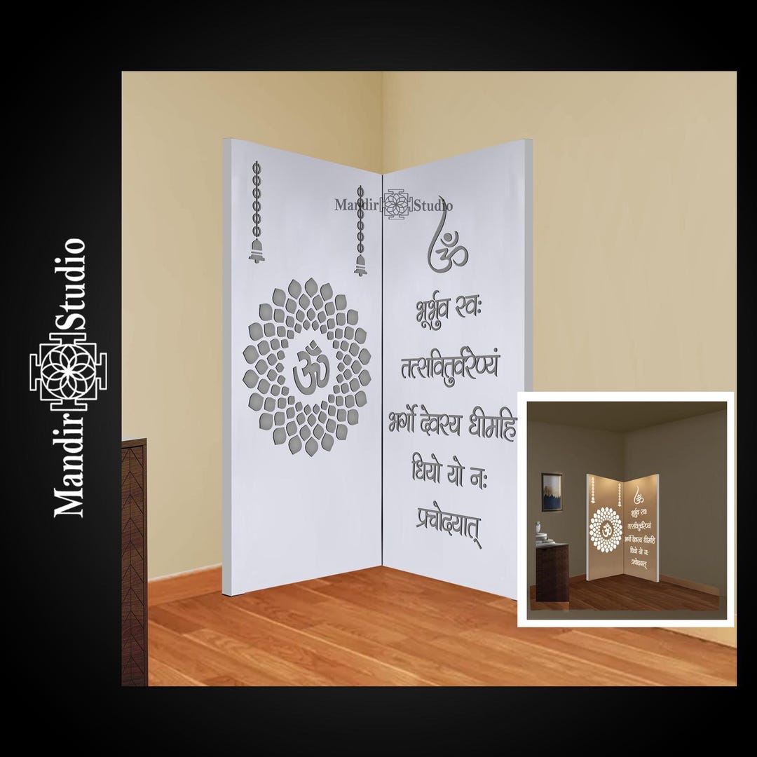 Mandirstudio Wooden Corner Fram Temple With Led Lights|puja Temple for ...