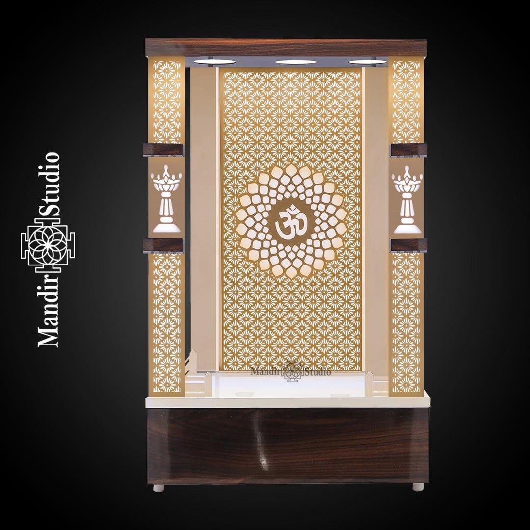 Wooden Puja Mandir With LED Lights | Home Temple (60 X 30 X 18 Inch) - Etsy