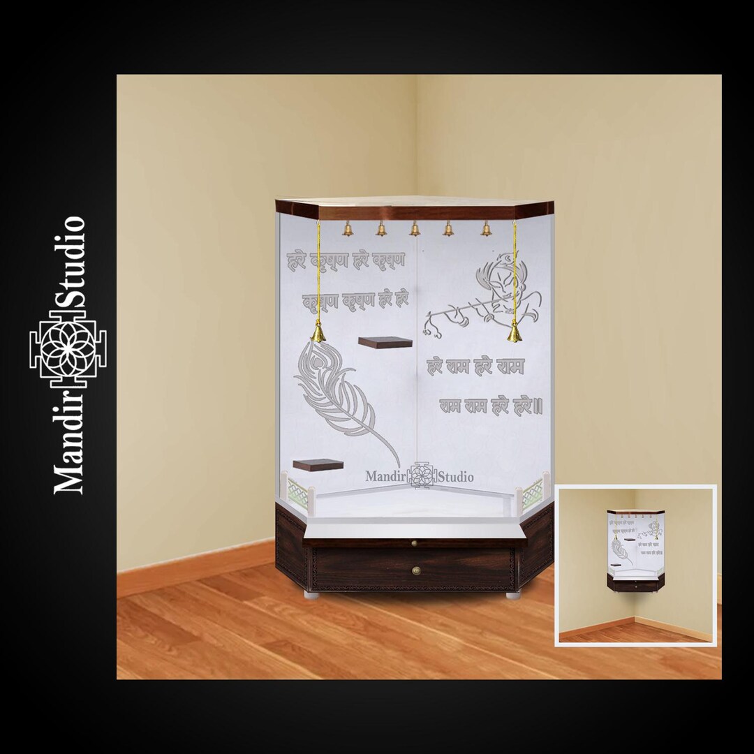 Mandirstudio Wooden Corner Temple With Led Lights|puja Temple for Home ...