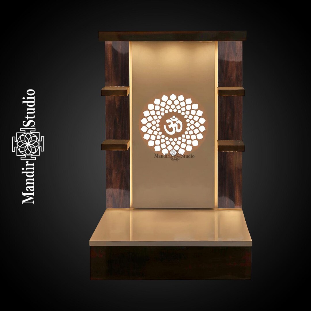 LED Wooden Puja Temple | Modern Home Mandir (24x16x12 Inch) - Etsy