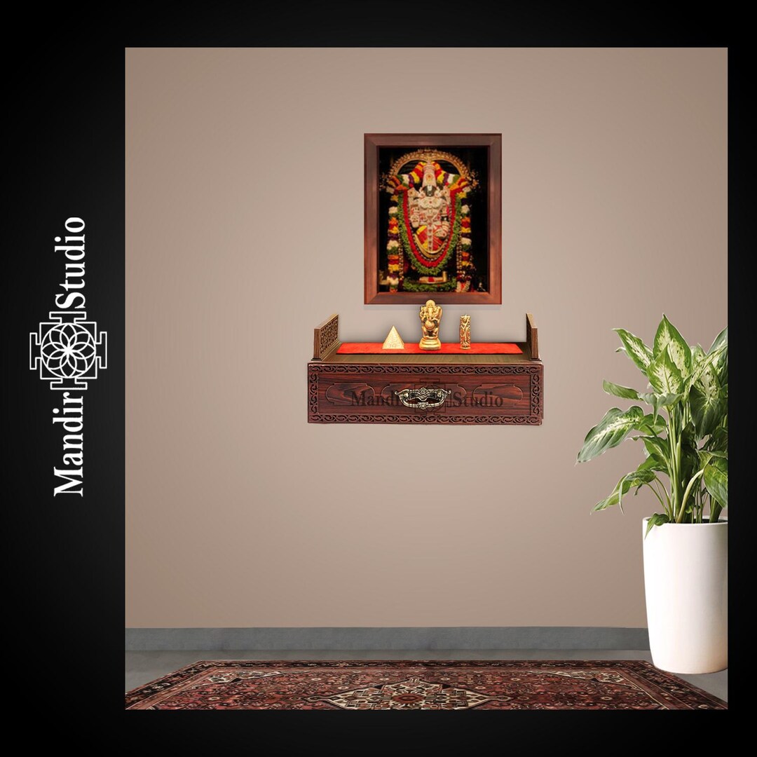 Mandirstudio Wooden Drawer Temple |puja Drawer Temple for Home & Office ...