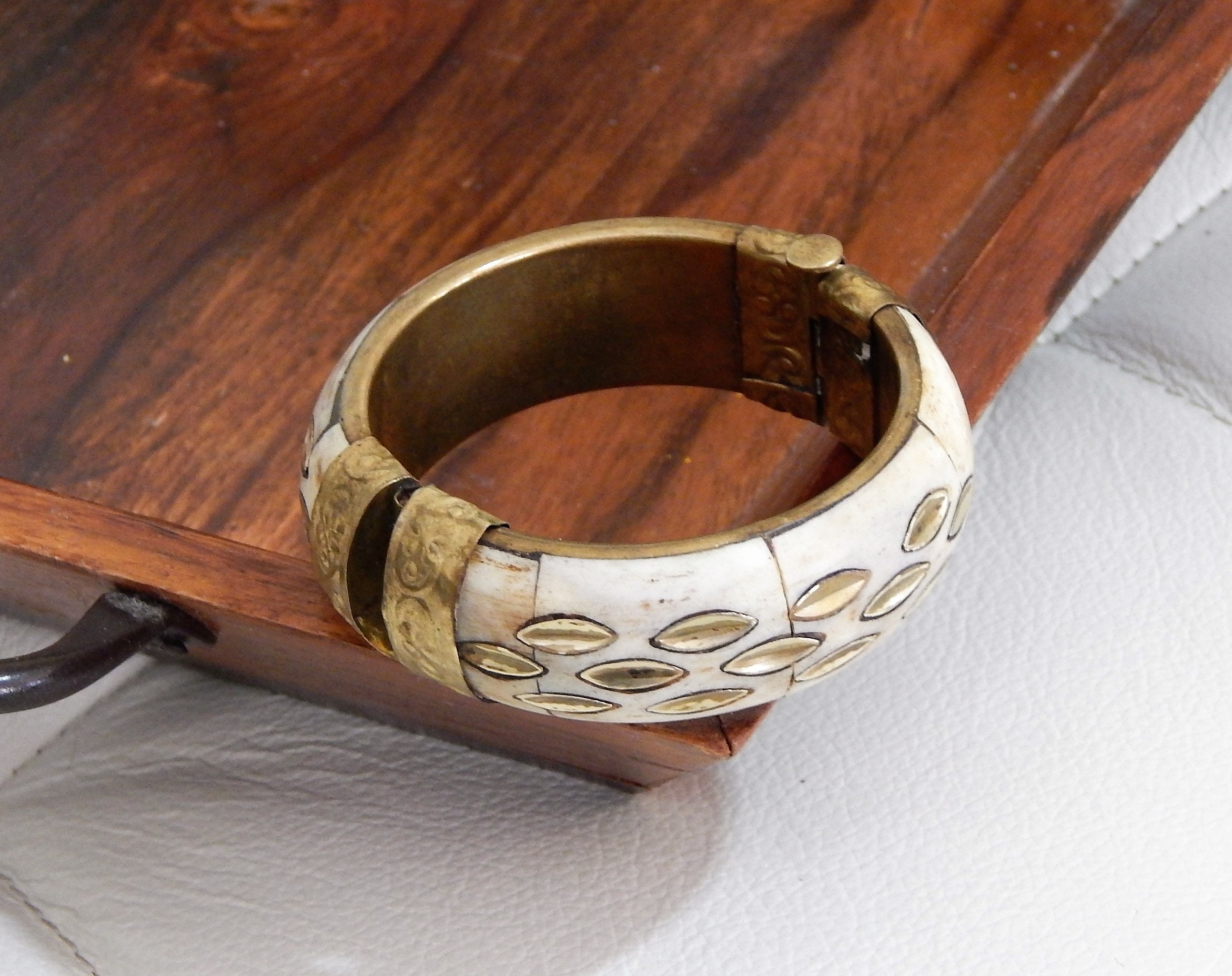 Bohemian 60sox Bone Bracelet brass Accent hippie Bone - Etsy UK