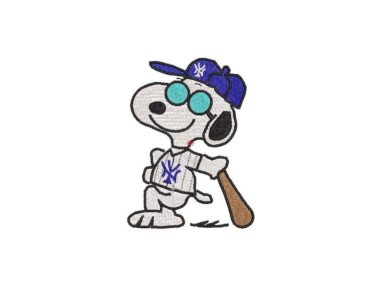Snoopy Yankees With Glasses Embroidery Design - Etsy