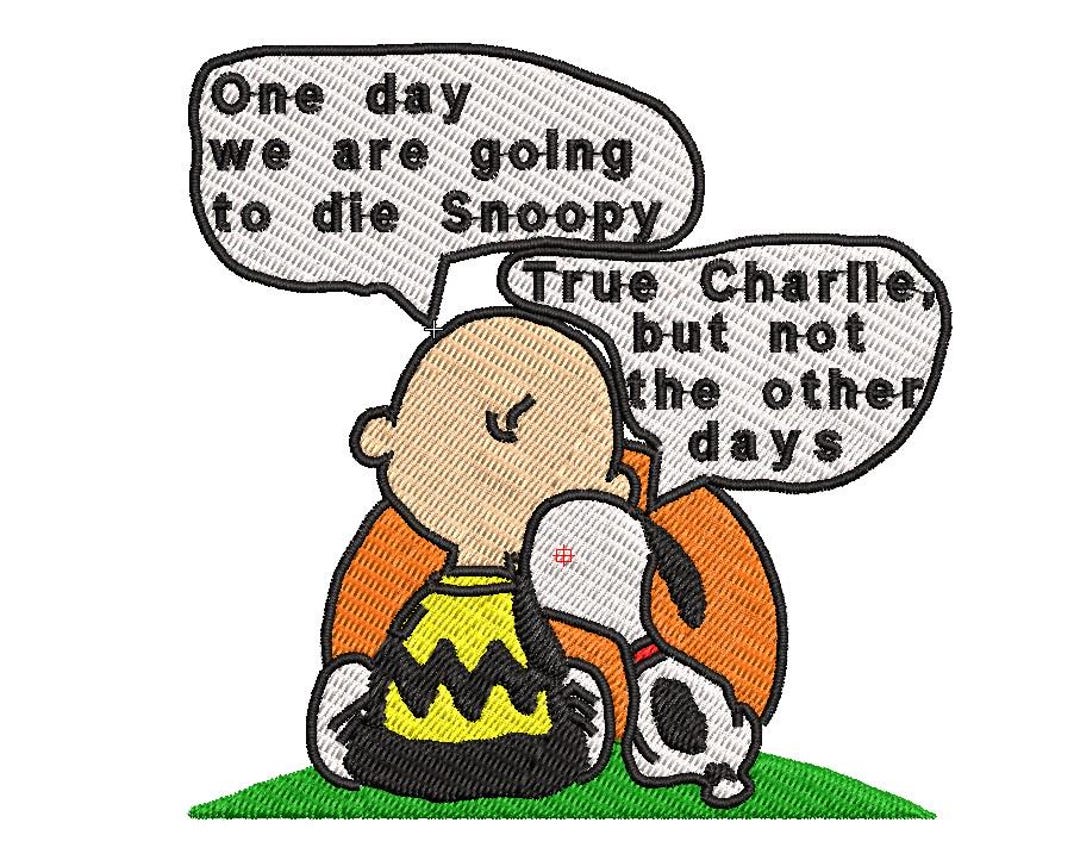 Charlie With Snoopy Sunset Embroidery - Etsy