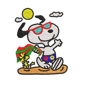 Snoopy Beach Embroidery - Etsy