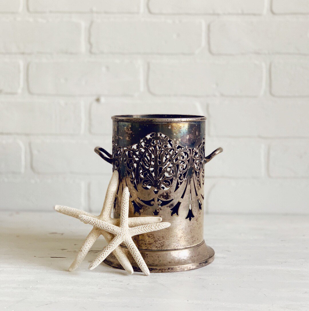 Antique Silver Wine Holder, Antique Wine Holder, Silver Pierced Wine ...