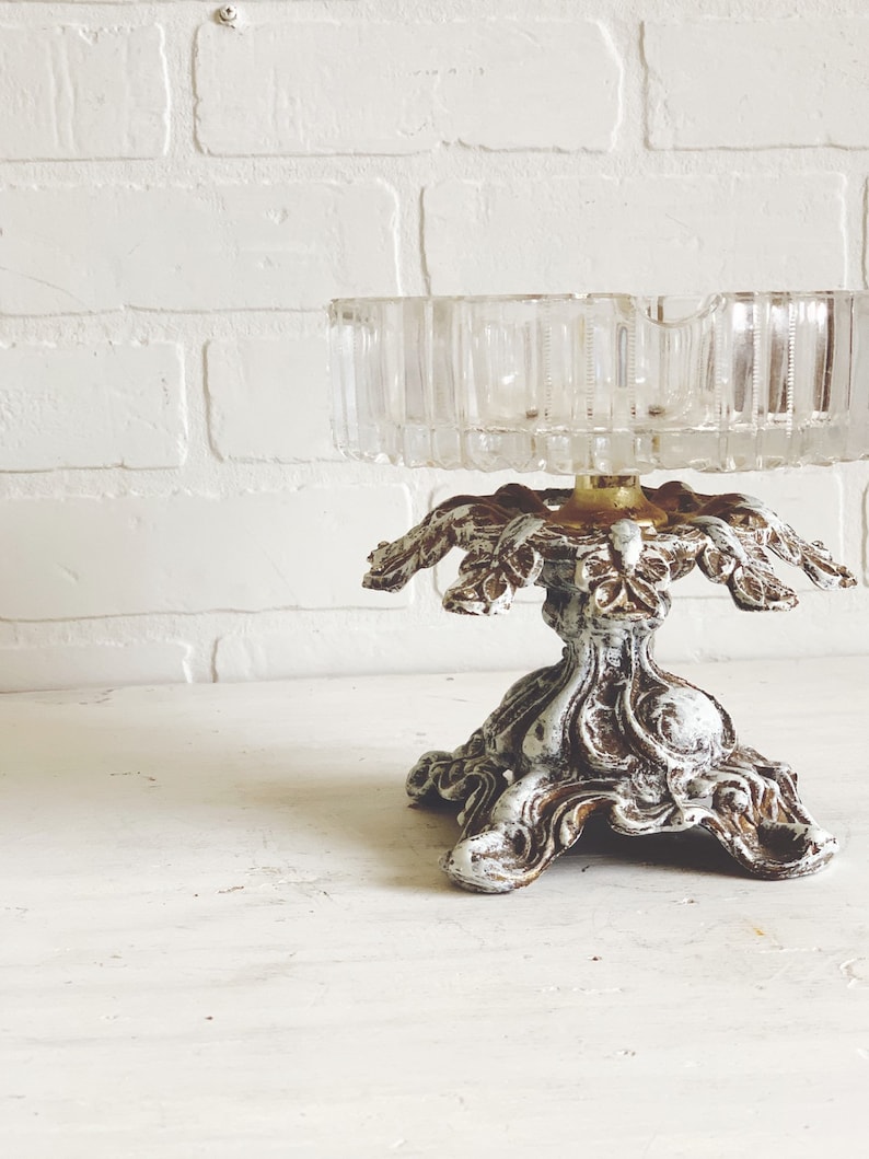 Vintage Compote, Vintage Glass Compote, Vintage Brass and Glass Compote ...