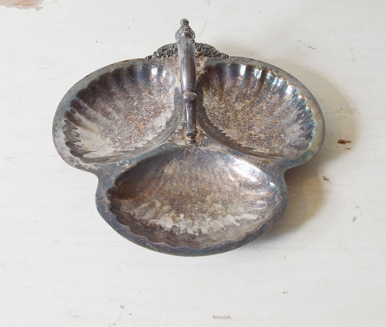 Triple Shell Silver Serving Dish Shell Serving Dish Silver | Etsy