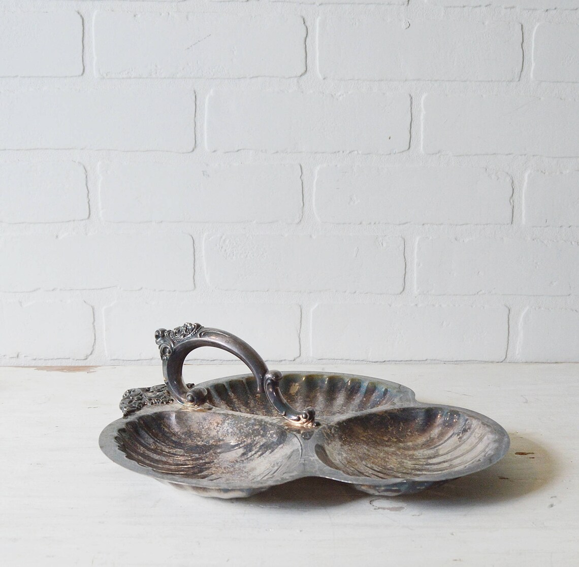 Triple Shell Silver Serving Dish Shell Serving Dish Silver | Etsy