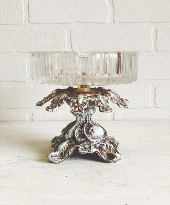 Vintage Compote Vintage Glass Compote Vintage Brass and | Etsy