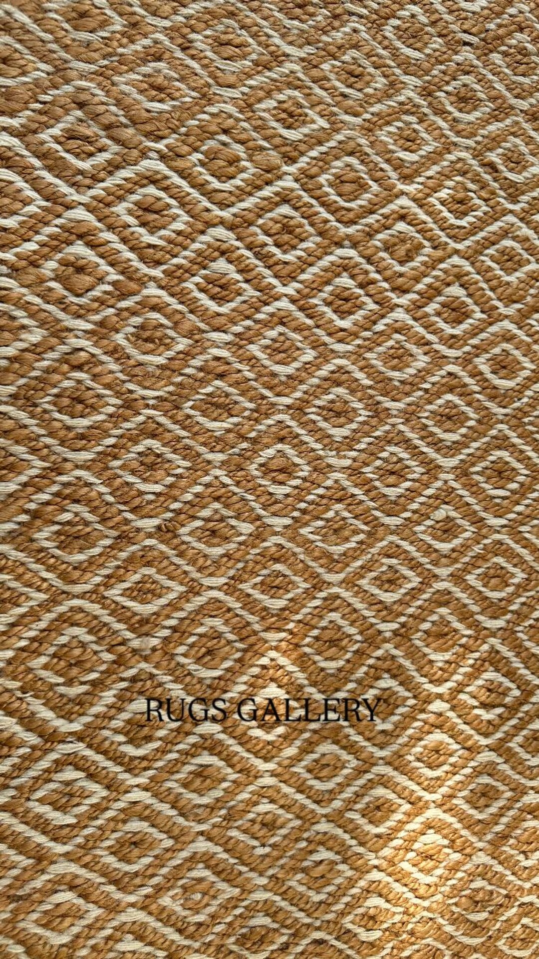 Handwoven Diamond Pattern Jute Rug – Natural & Cream Area Rug – Boho ...