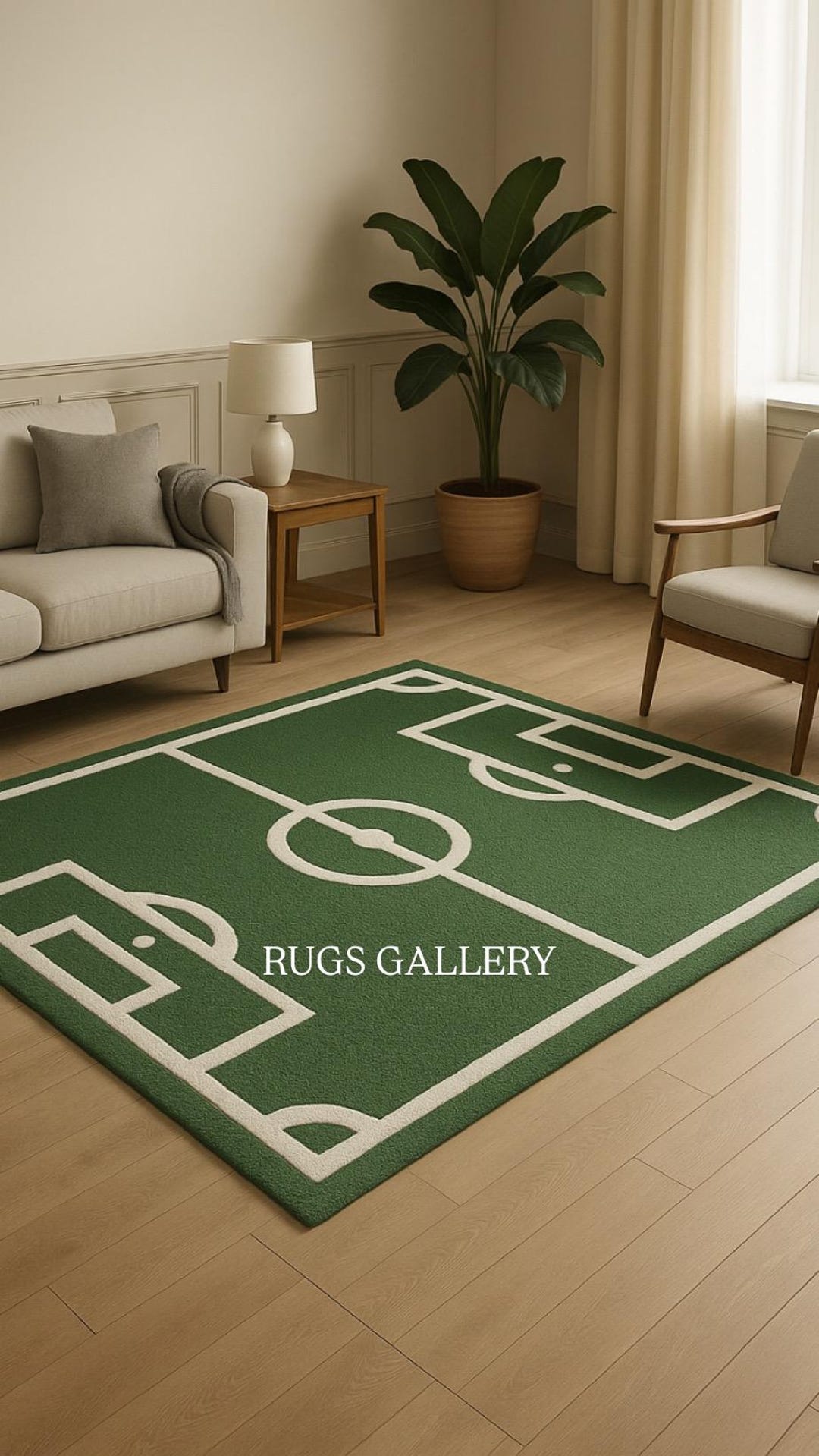 Kids Soccer Field Rug | Green Football Play Mat Carpet | Sports Themed ...