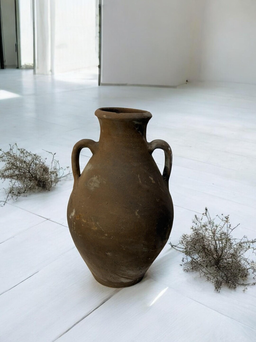 Organic Texture Vase | Rustic Clay Pottery | Earthy Neutral Decor - Etsy